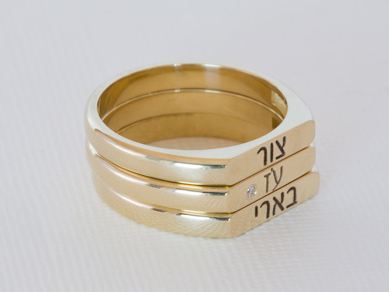 Name Stacking Ring, 14K Name Ring, Solid Gold Personalized Name Ring ...