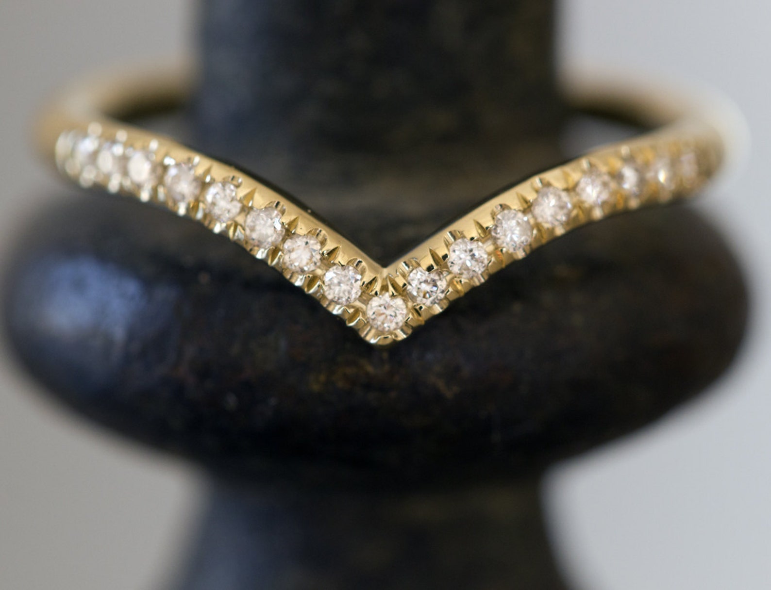 Curved Wedding Band, Diamond V Ring, Curved Wedding Ring, Chevron ...