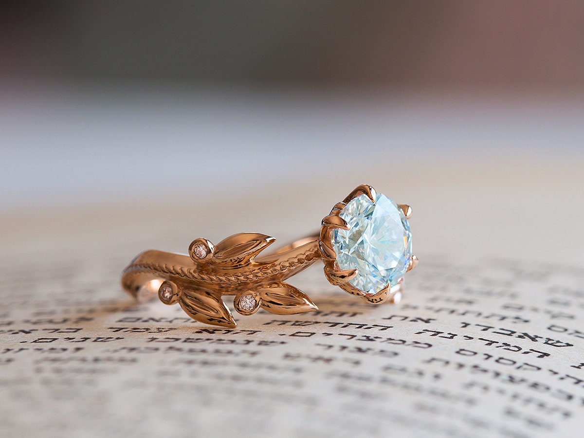 Blue Engagement Ring Blue Gemstone Engagement Ring Rose Gold | Etsy