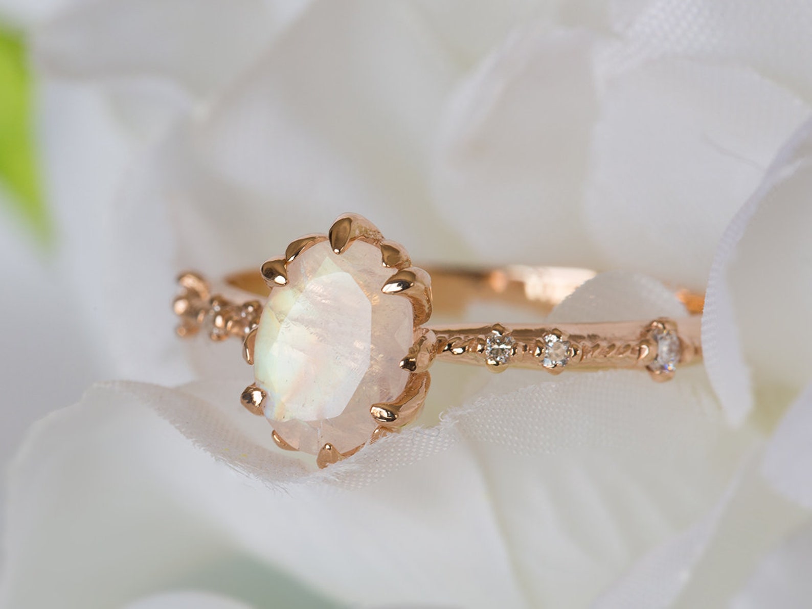 Moonstone Engagement Ring Moonstone Ring Gold Moonstone | Etsy