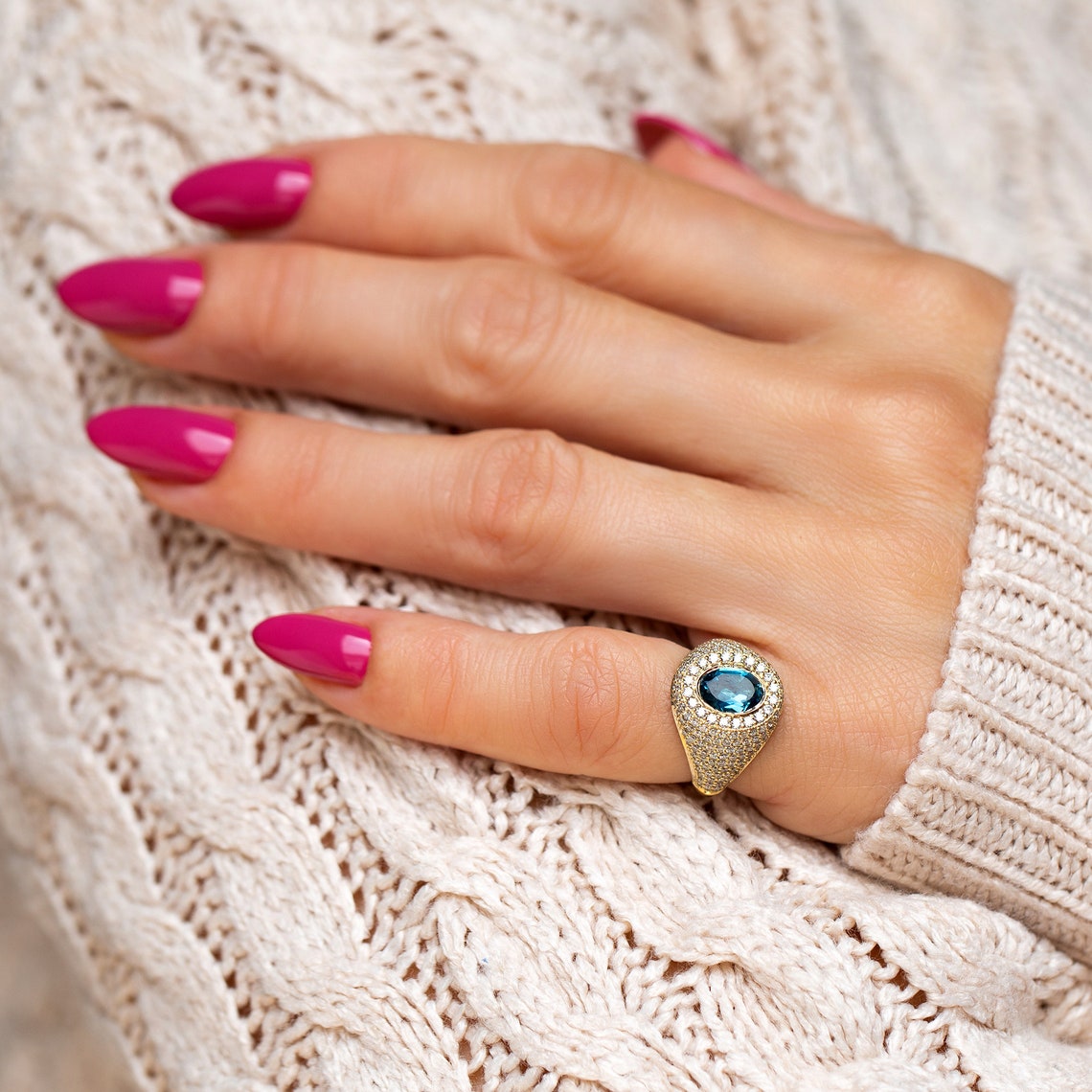 Personalized Birthstone Ring, Gemstone Signet Ring, Birthstone Signet ...
