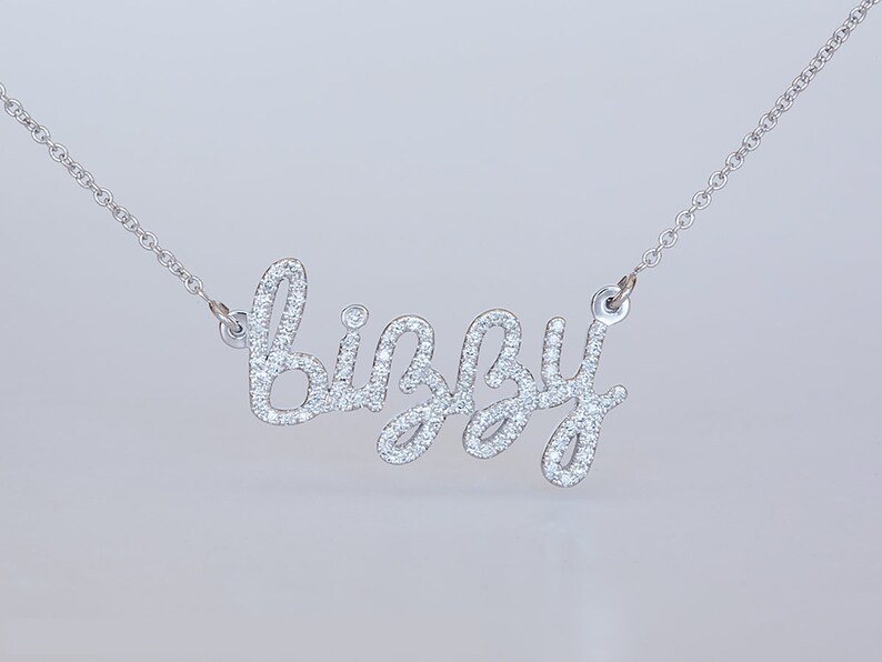 Diamond Name Necklace, Personalized Diamond Necklace, Solid Gold 14K ...