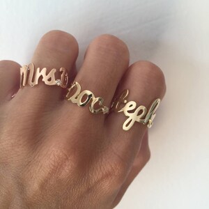 Gold Name Ring, Personalized Name Ring, Personalized Ring, Custom Name Ring, 14k Solid Gold Ring ...