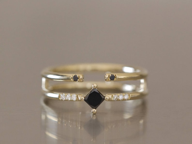 Boho Engagement Ring Boho Wedding Ring Black Diamond - Etsy