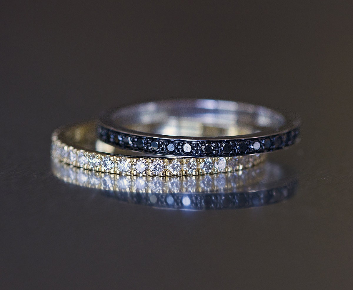 Wedding Ring Set Engagement Ring Set Wedding Band Set Black | Etsy