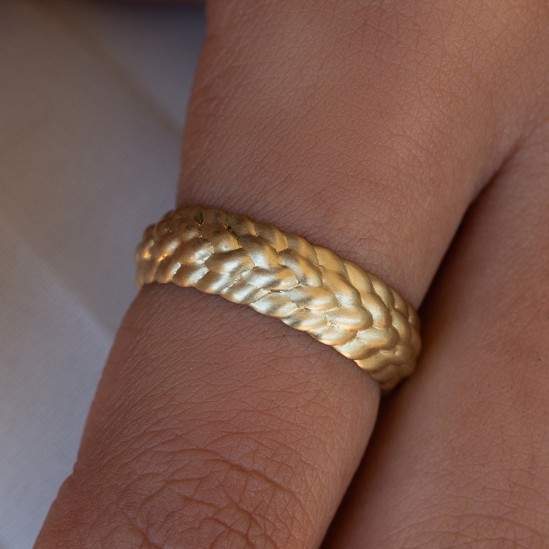 Braid Wedding Band, Woven Wedding Ring,braided Solid Gold Ring, Texture ...