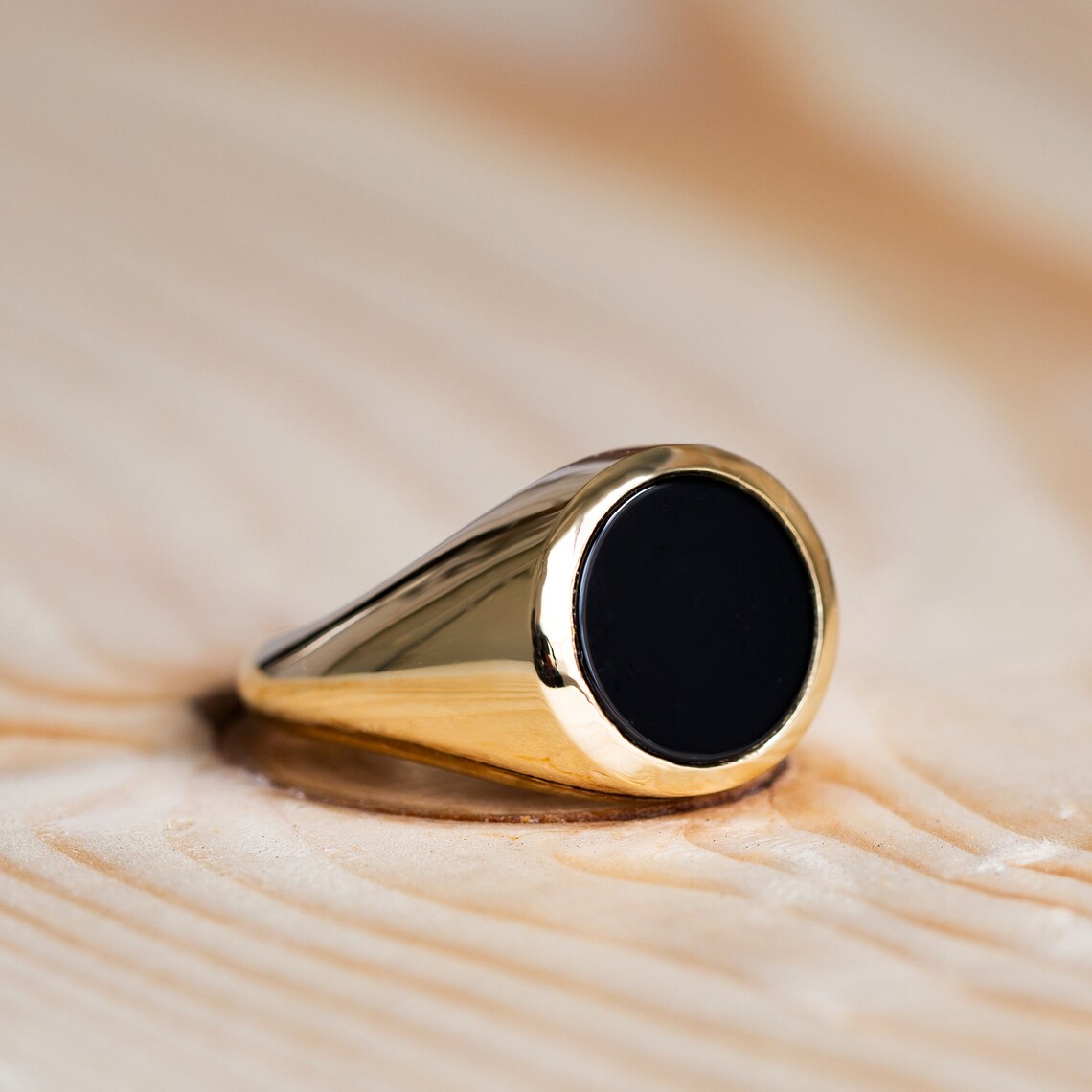 Black Signet Ring 14K Signet Ring Classic Men Ring Solid - Etsy