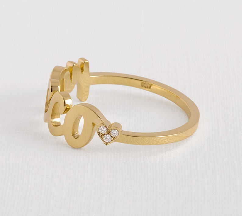 Personalized Gold Ring Gold Name Ring Diamond Name Ring - Etsy