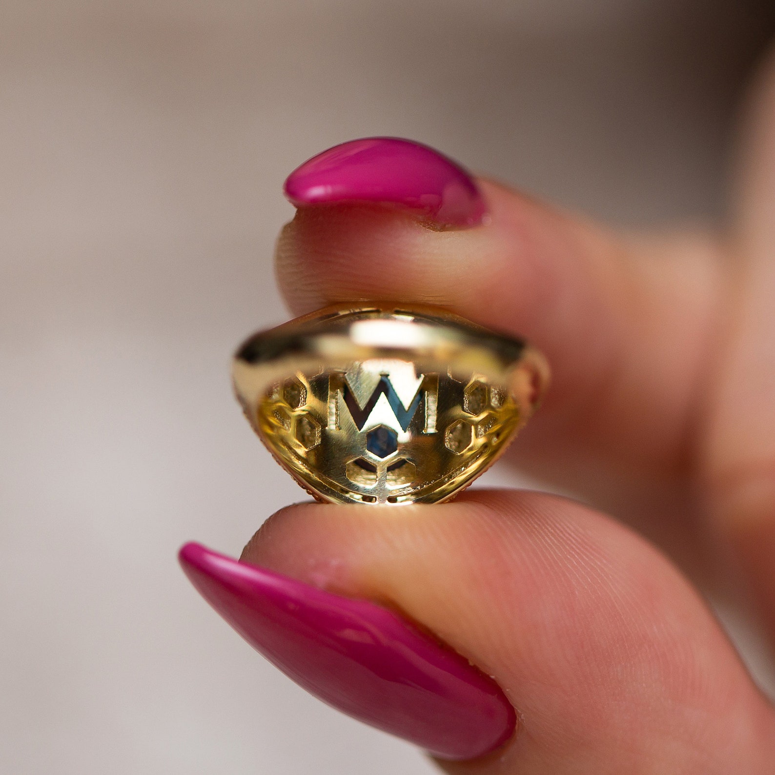 Personalized Birthstone Ring, Gemstone Signet Ring, Birthstone Signet ...
