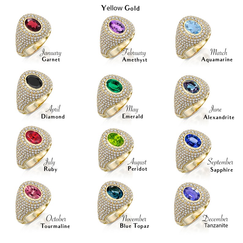Personalized Birthstone Ring, Gemstone Signet Ring, Birthstone Signet ...