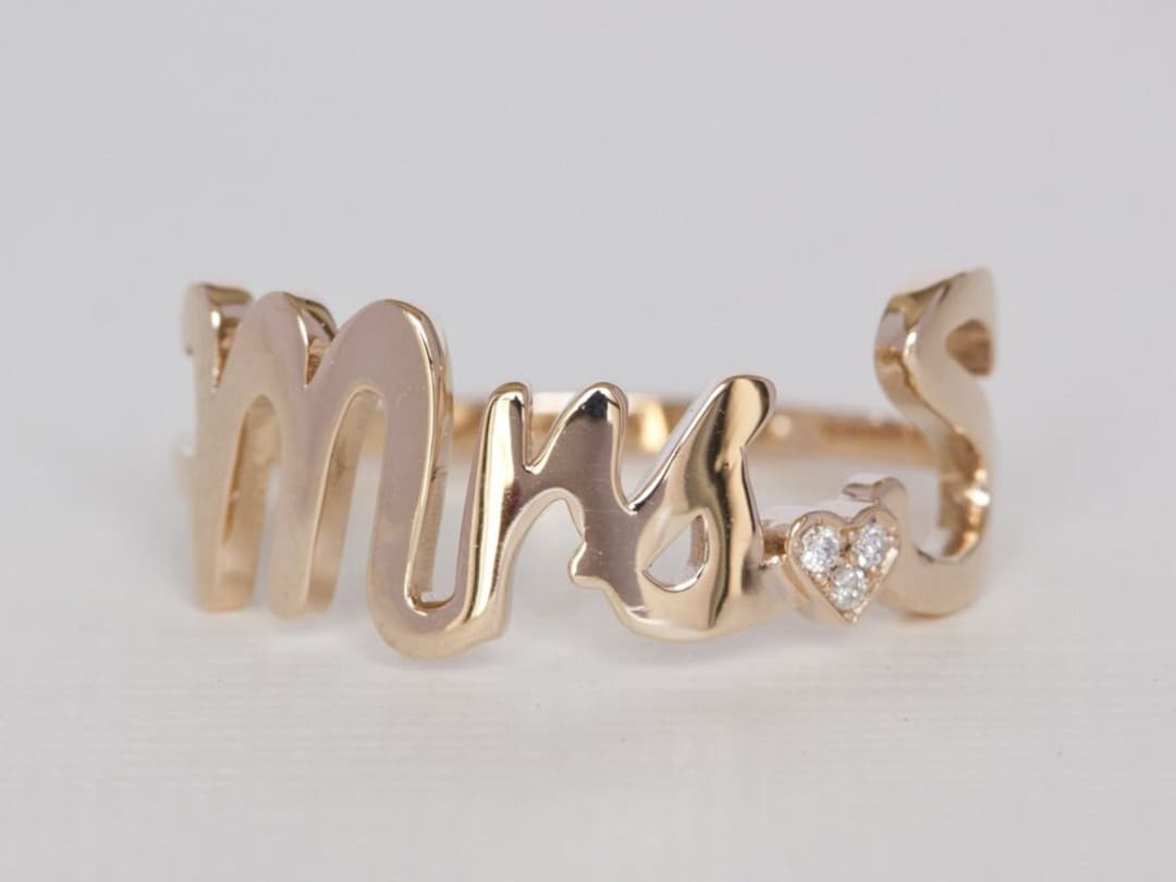 Mrs Ring, Initial Ring Gold, Anniversary Diamond Ring, Wife Ring ...