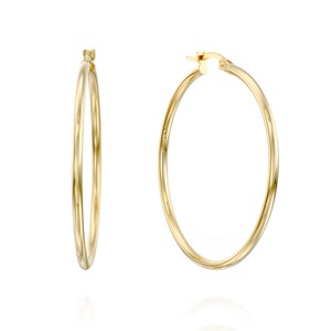 Dainty 14K Gold Hoops, Solid Gold Hoops, Thin Gold Hoops, Big Gold ...