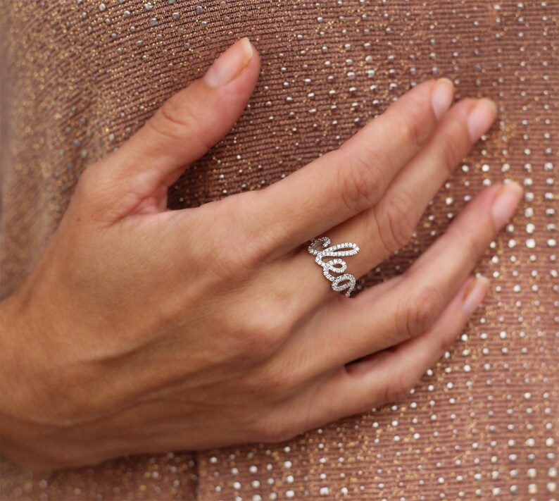 Custom Name Ring Personalized Diamond Ring Diamond Name | Etsy