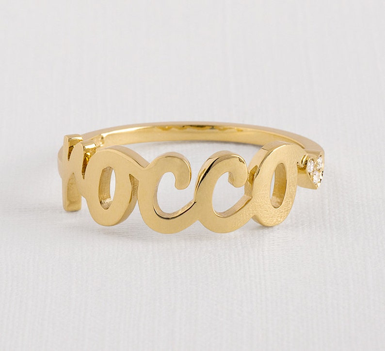 Personalized Gold Ring Gold Name Ring Diamond Name Ring - Etsy