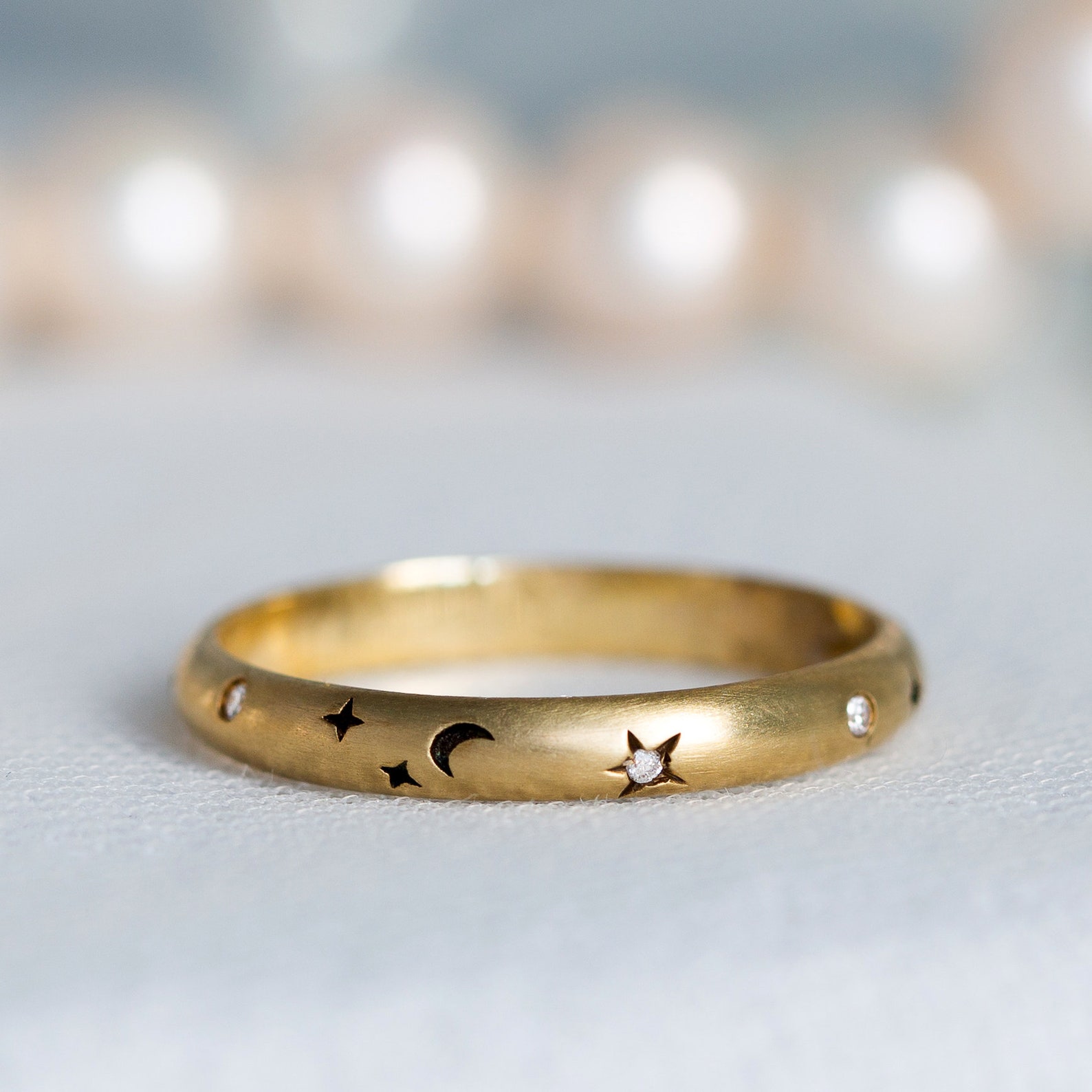 Unique Wedding Band Star Wedding Ring Celestial Moon Wedding - Etsy