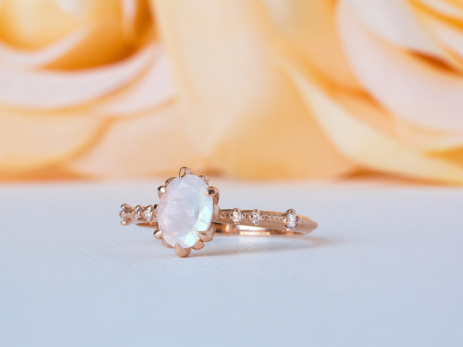 Moonstone Engagement Ring Moonstone Ring Gold Moonstone | Etsy