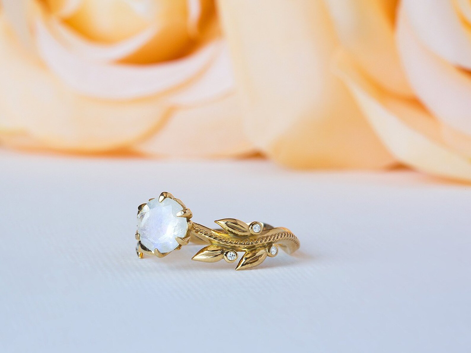 Moonstone Engagement Ring Moonstone Ring Gold Moonstone | Etsy