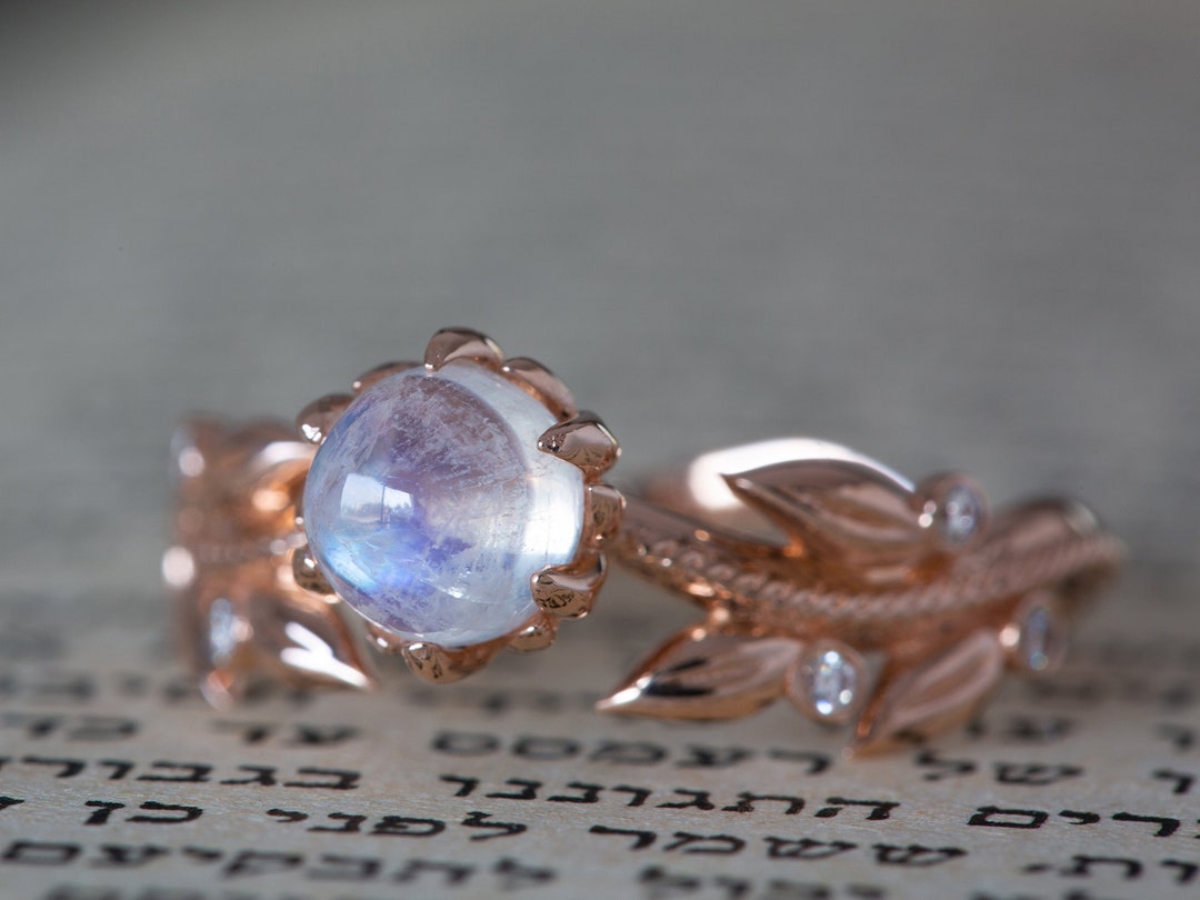 Moonstone Wedding Ring Moonstone Diamond Engagement Ring - Etsy