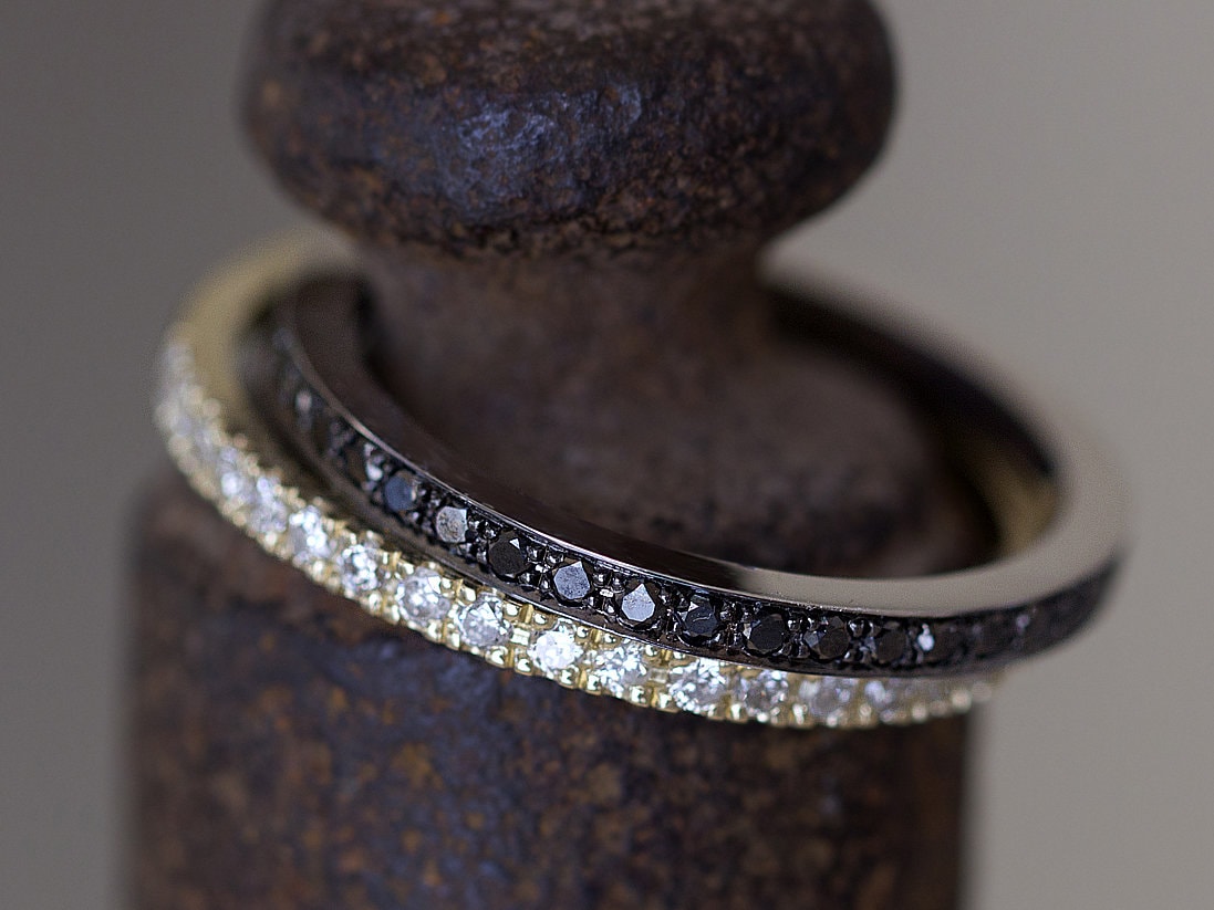 Wedding Ring Set Engagement Ring Set Wedding Band Set Black | Etsy