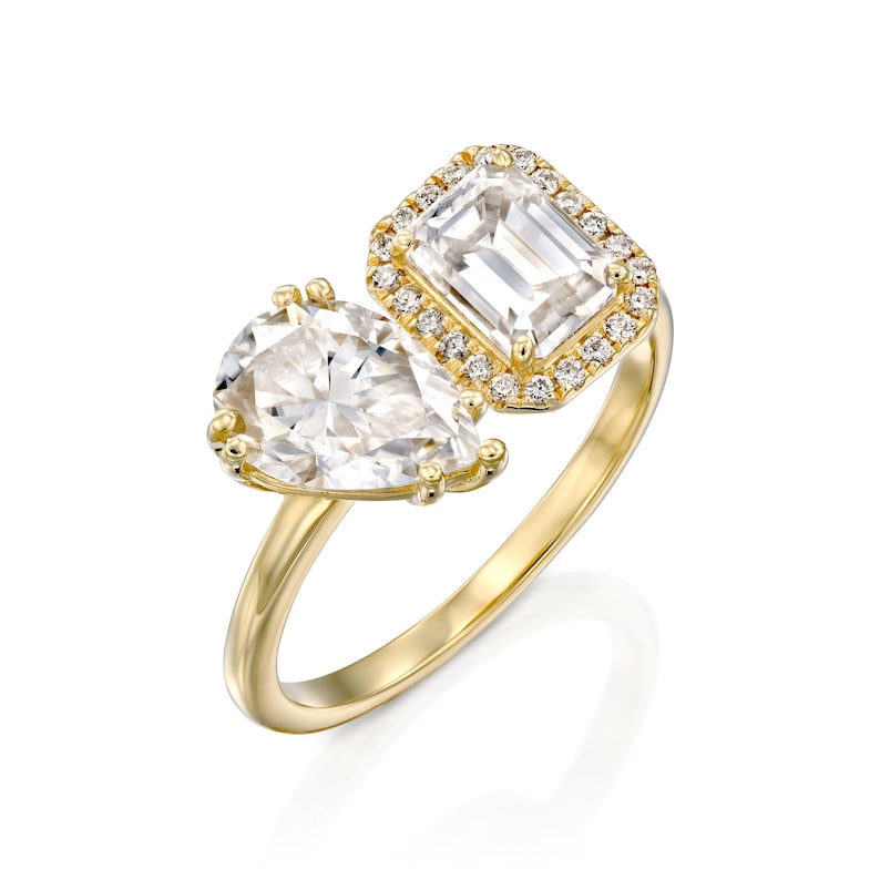 Double Stone Engagement Ring, Two Stone Diamond Ring, Pear Cut ...