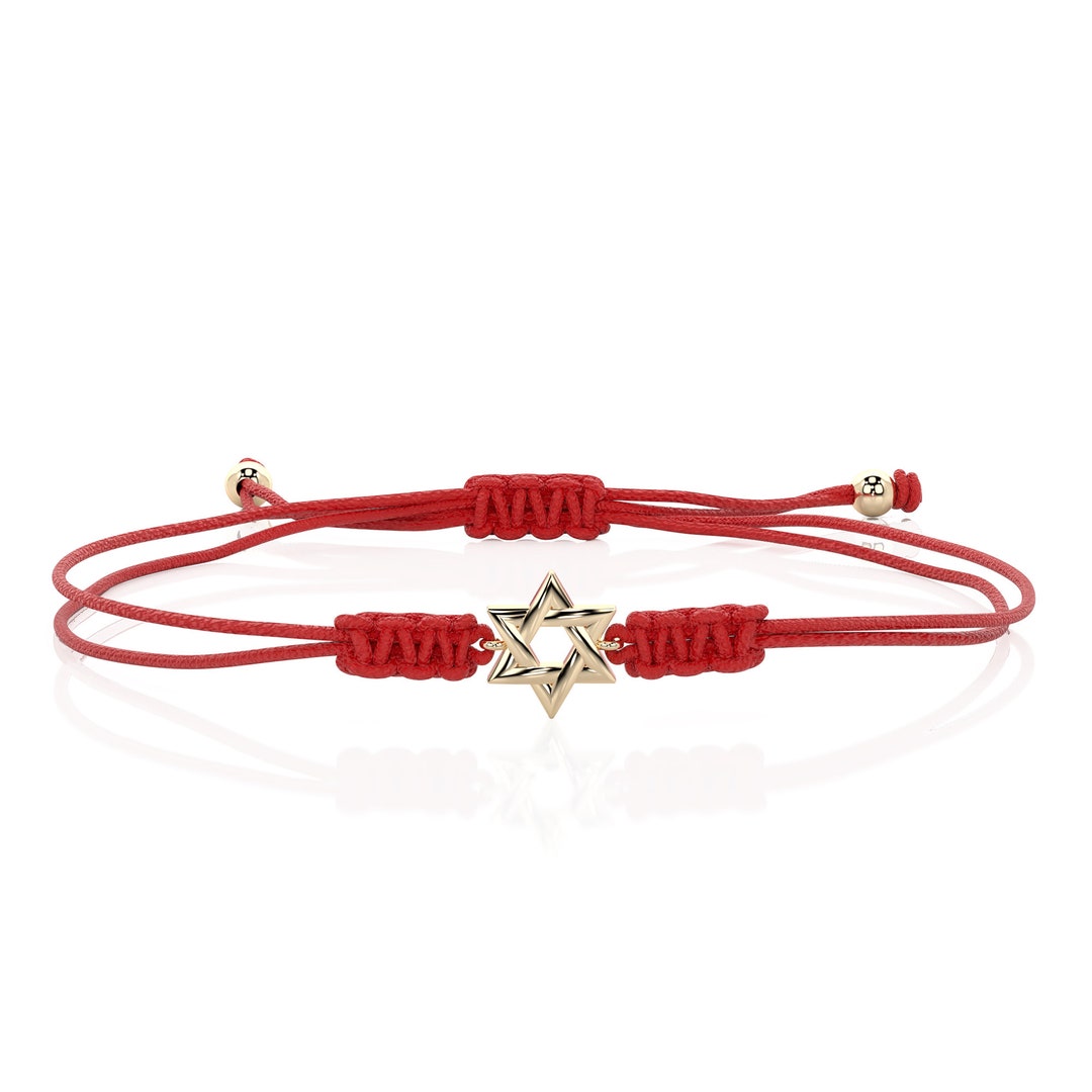 Star of David Bracelet, Red String Bracelet, Kabbalah Jewelry, 14K ...