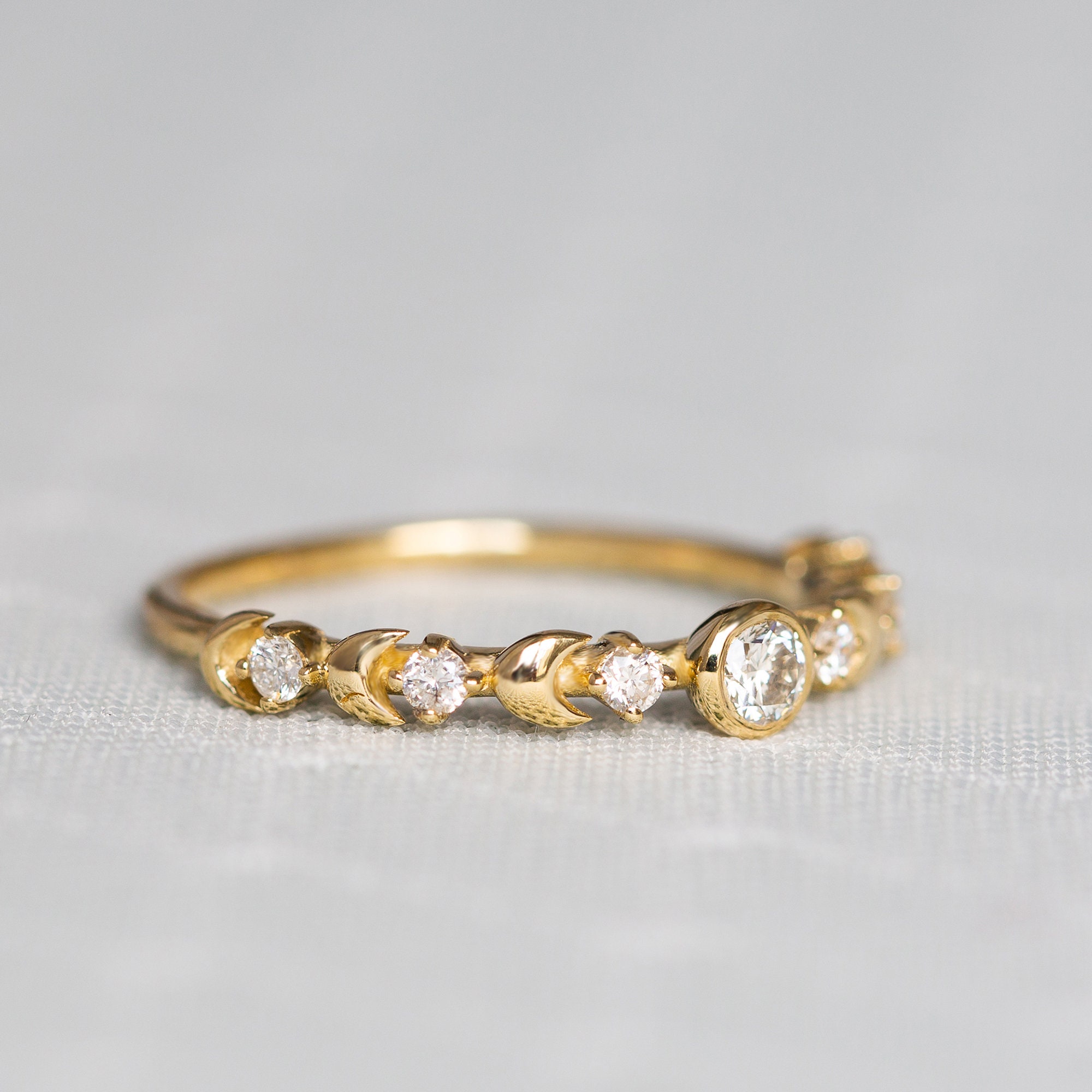 Unique Wedding Band Moon Wedding Ring Celestial Wedding | Etsy