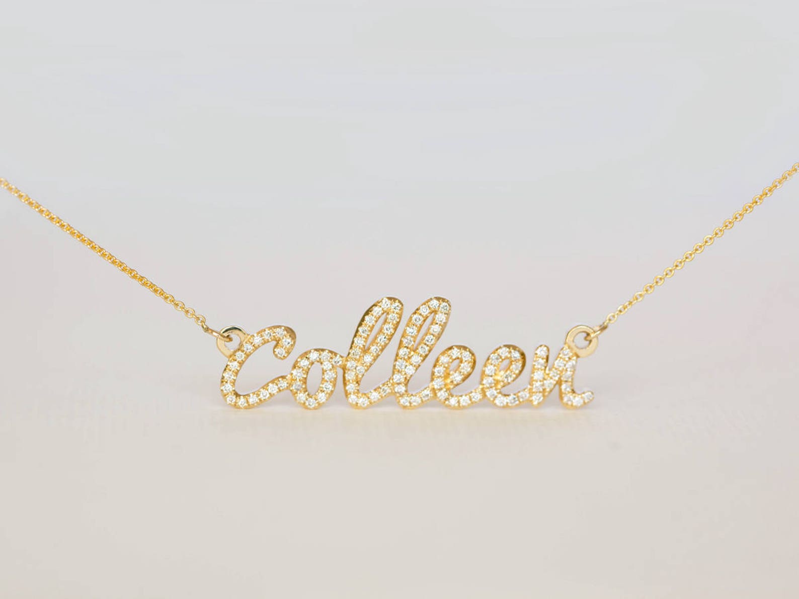 Diamond Name Necklace, Personalized Diamond Necklace, Solid Gold 14K ...