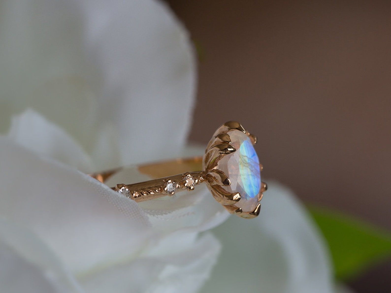 Moonstone Engagement Ring Moonstone Ring Gold Moonstone - Etsy