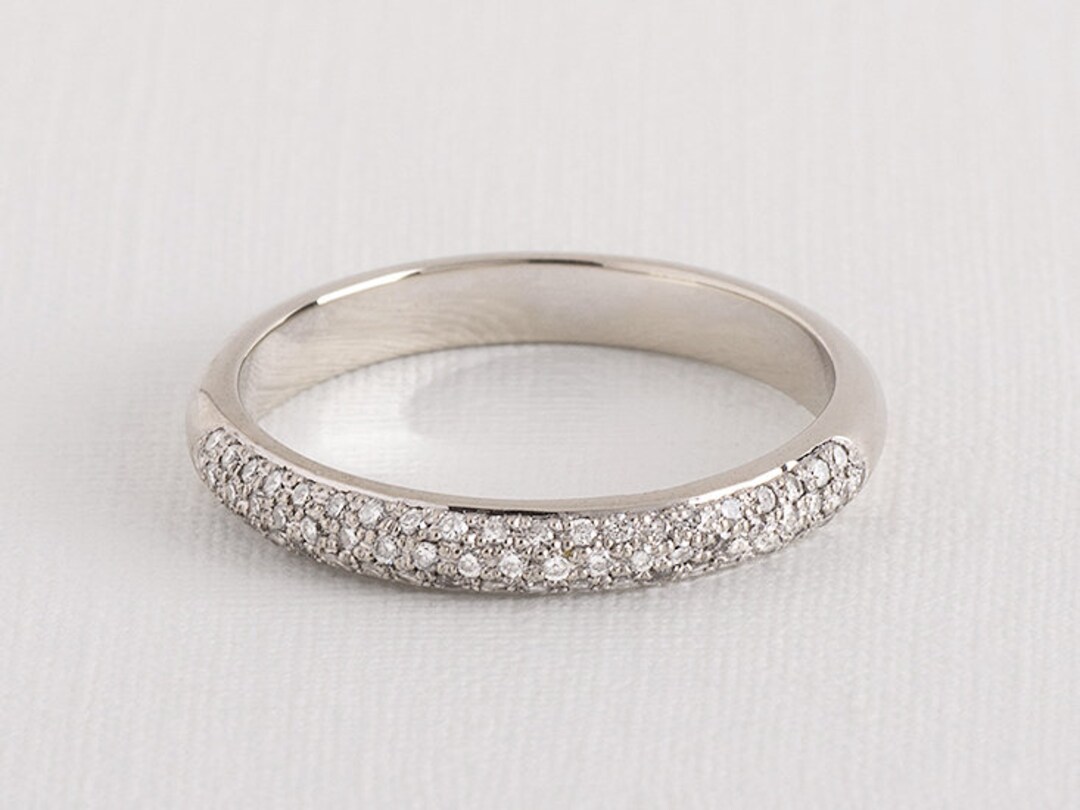Pave Wedding Ring, Pave Wedding Band, White Diamond Wedding Band, White ...