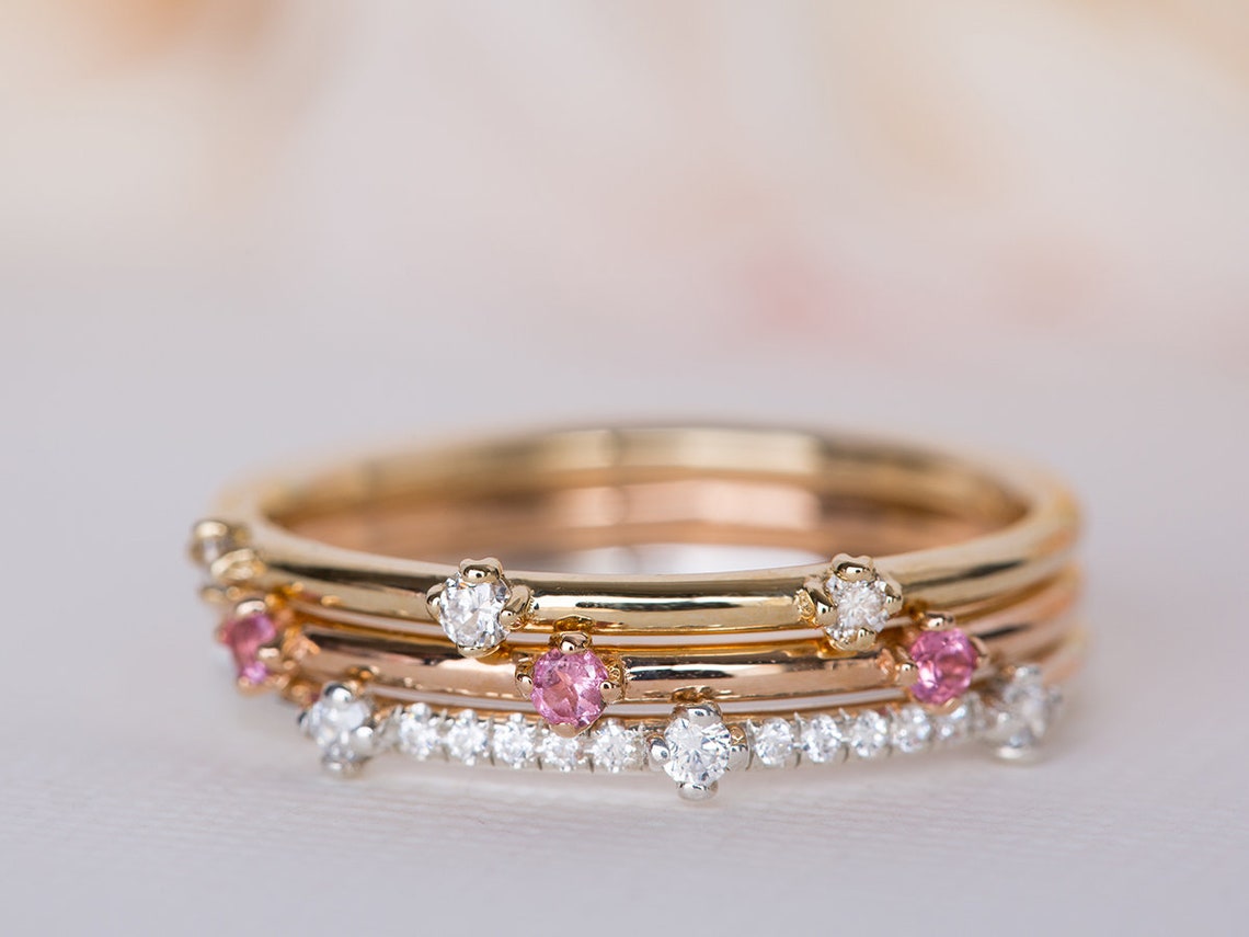 Diamond Ring Stack Stackable Diamond Band Stackable Diamond | Etsy