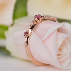 Pink Wedding Ring, Pink Wedding Band, Pink Sapphire Engagement Ring ...
