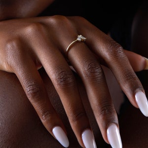 Double Stone Wedding Ring, Two Stone Promise Ring, Unique Moissanite ...