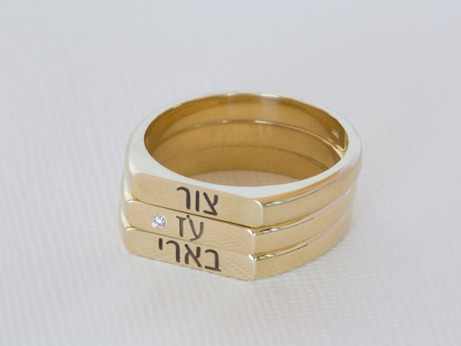 Name Stacking Ring, 14K Name Ring, Solid Gold Personalized Name Ring ...