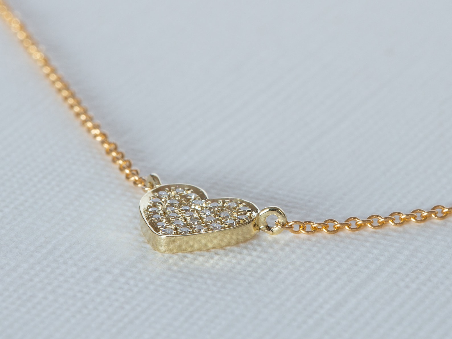 Diamond Heart Necklace, Diamond Heart Pendant, 14K Gold Diamond Heart ...