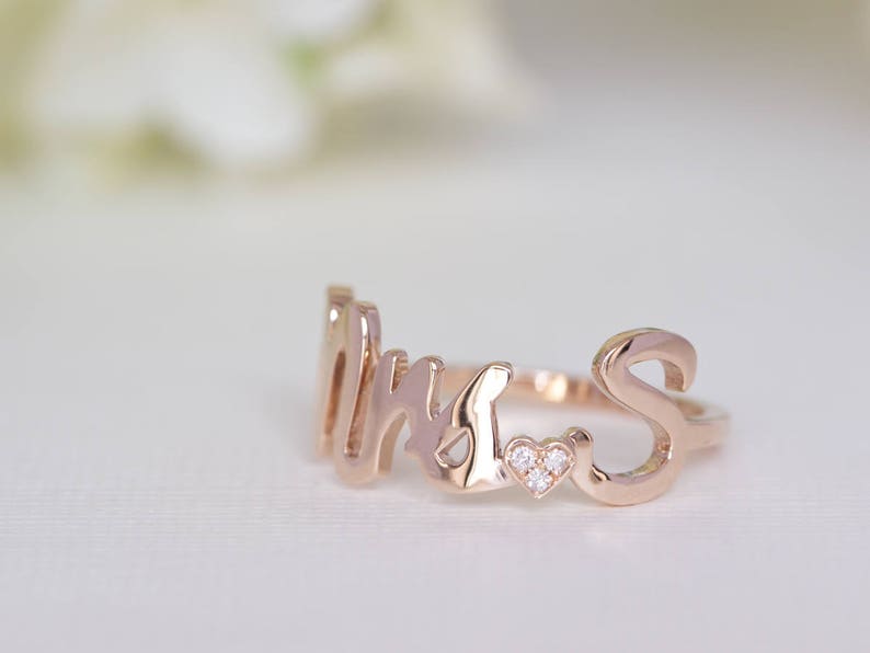 Mrs Ring Initial Ring Gold Anniversary Diamond Ring Wife - Etsy