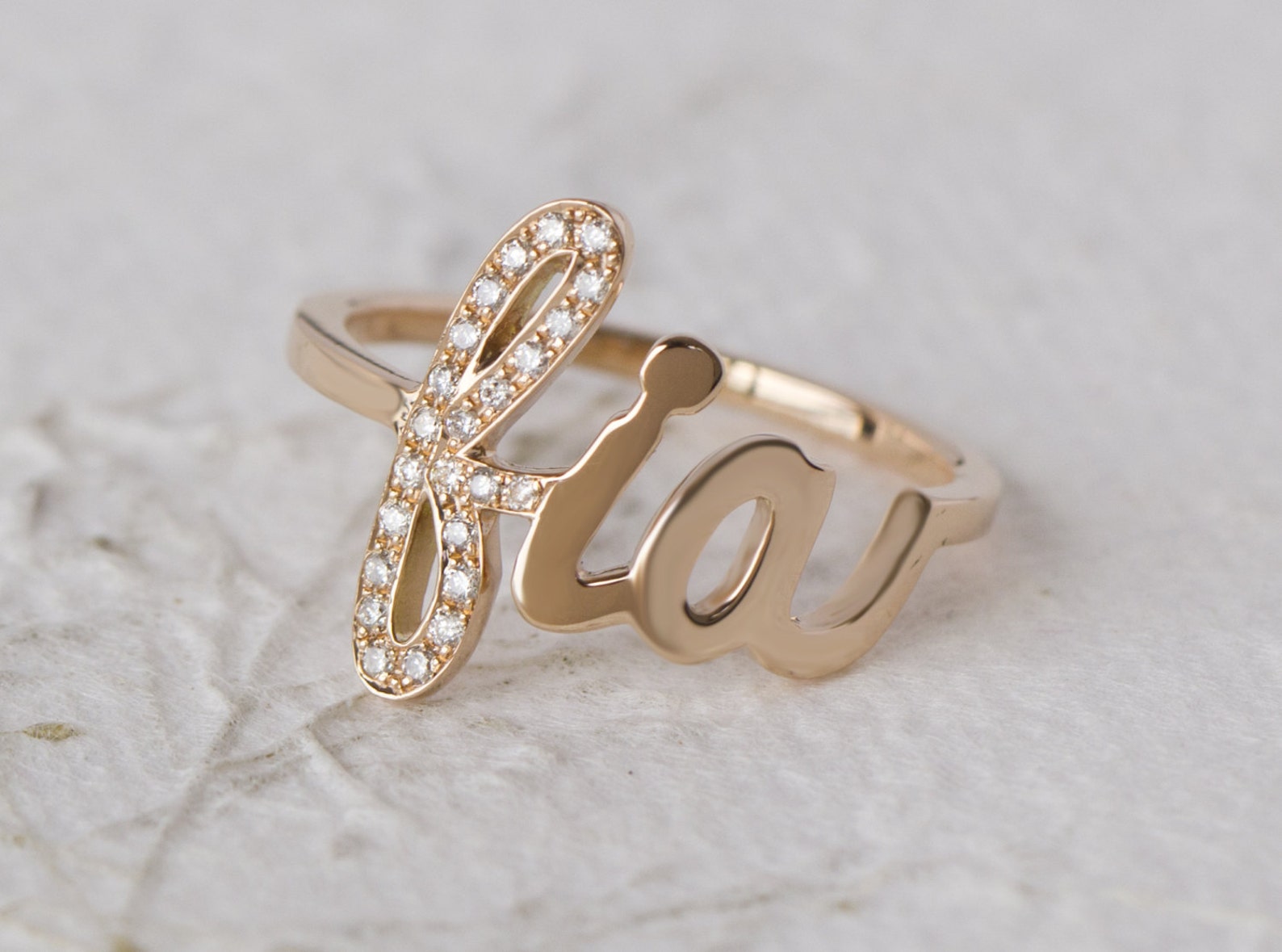 Solid Gold Name, 14K Name Ring, 18K Name, Push Gift Jewelry, Push ...