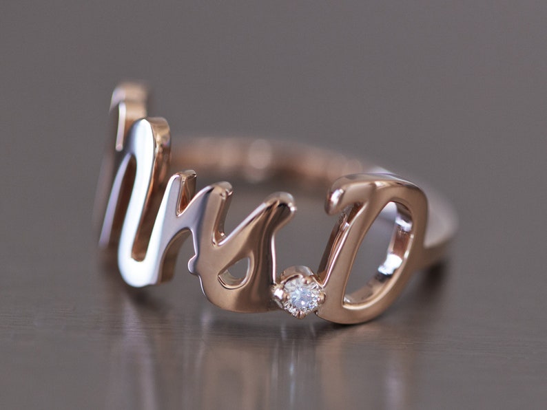 Mrs Ring, Initial Ring Gold, Anniversary Diamond Ring, Personalized ...