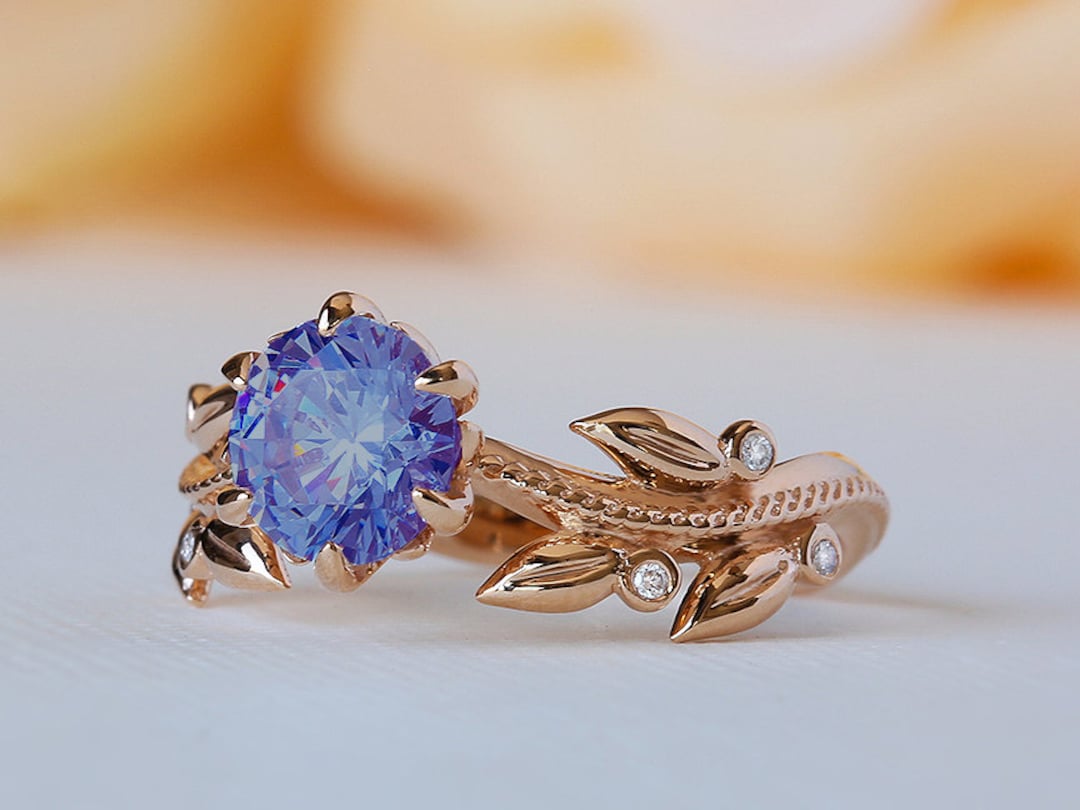 Unique Engagement Ring, Tanzanite Engagement Ring, Floral Anniversary ...