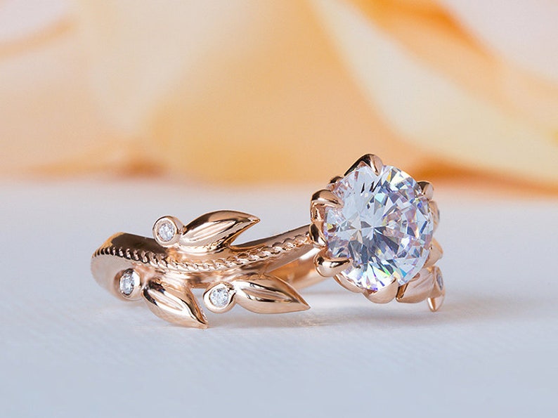Leaf Engagement Ring, Leaves Engagement Ring, Nature Inspired ...