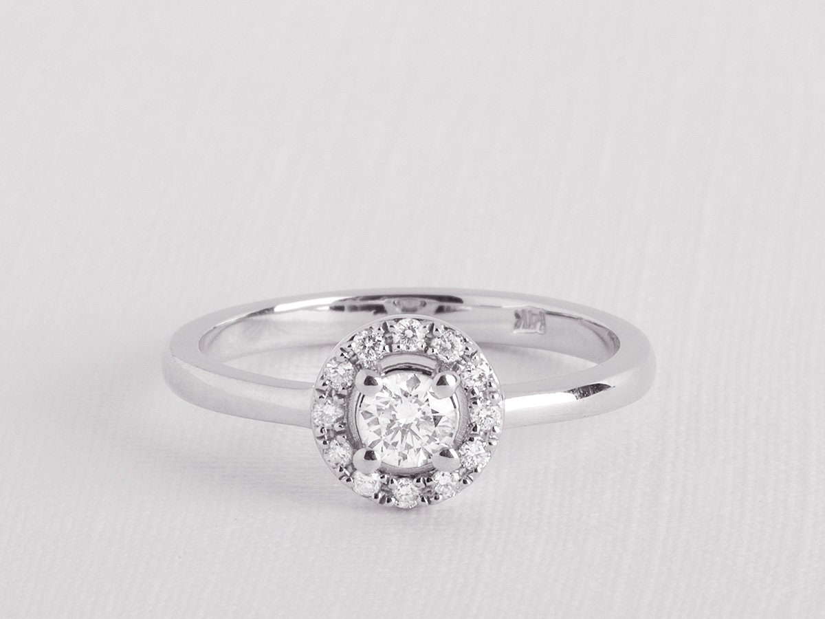 Halo Engagement Ring Round Halo Engagement Ring Diamond Halo | Etsy
