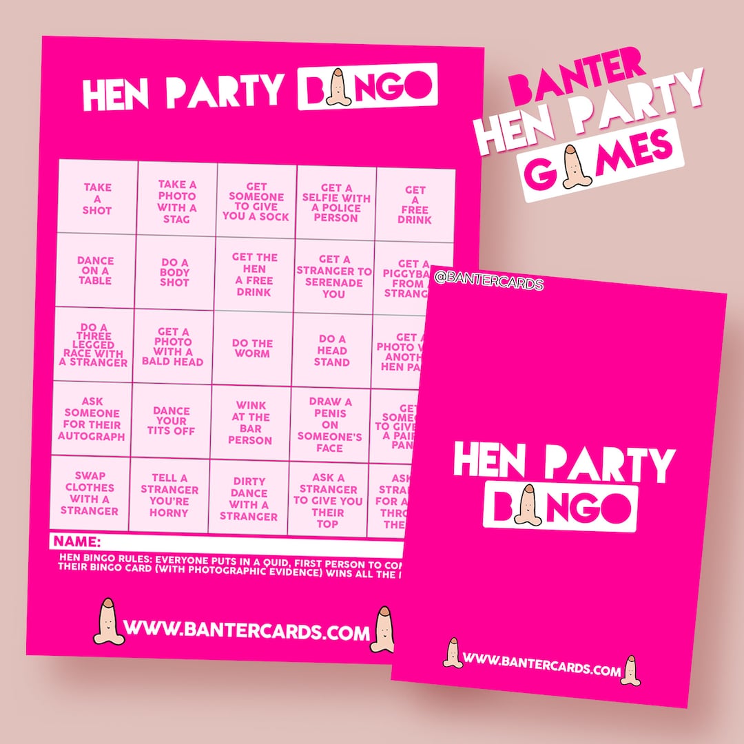 Hen Party Bingo,funny Hen Games, Hen Party Games,rude Games,hen Party ...
