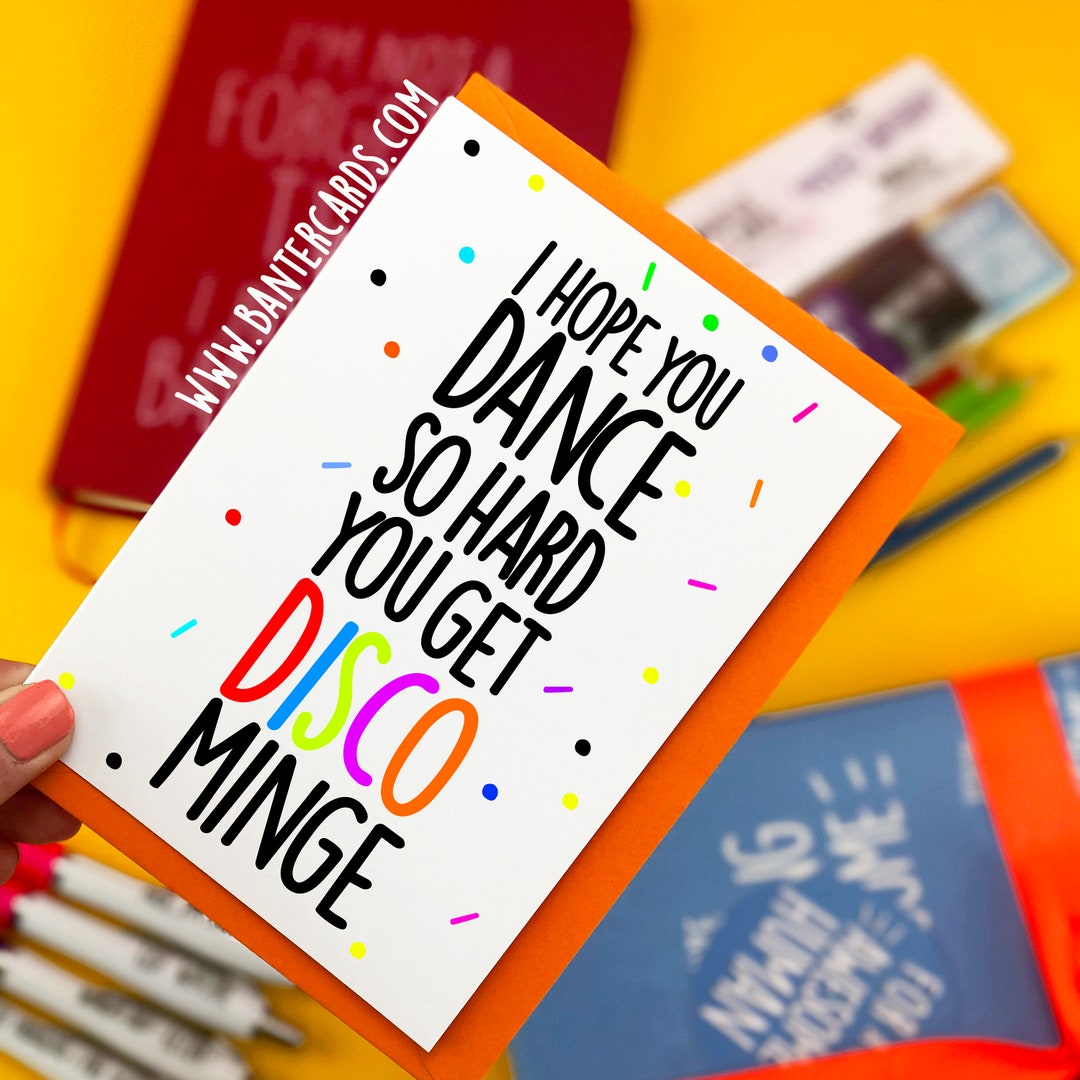 Espero que baile tan duro que se pone Disco Minge Confetti FB, tarjetas ...