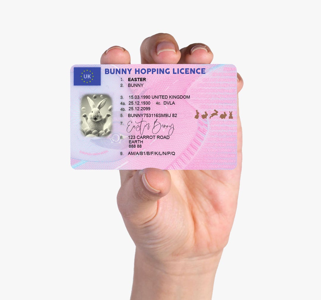 Easter Bunny Licence - Easter Bunny Driving Licence, Novelty Licence - Etsy