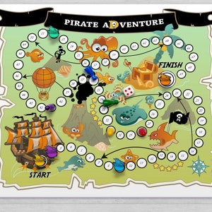 Board Game, Pirate Adventure Activity, Printable Cartoon Story, DIY ...