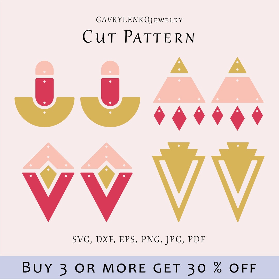 Triangle Earrings SVG File, Rhombus Dangles Template, Glowforge Half ...