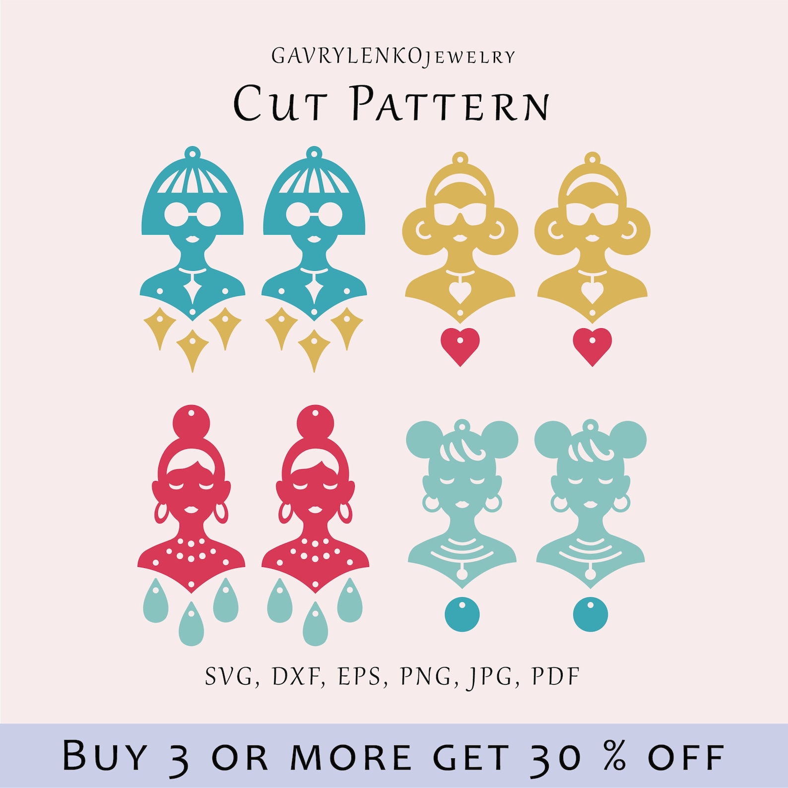 Female Earrings SVG Woman Earrings Svg Lady's Template - Etsy