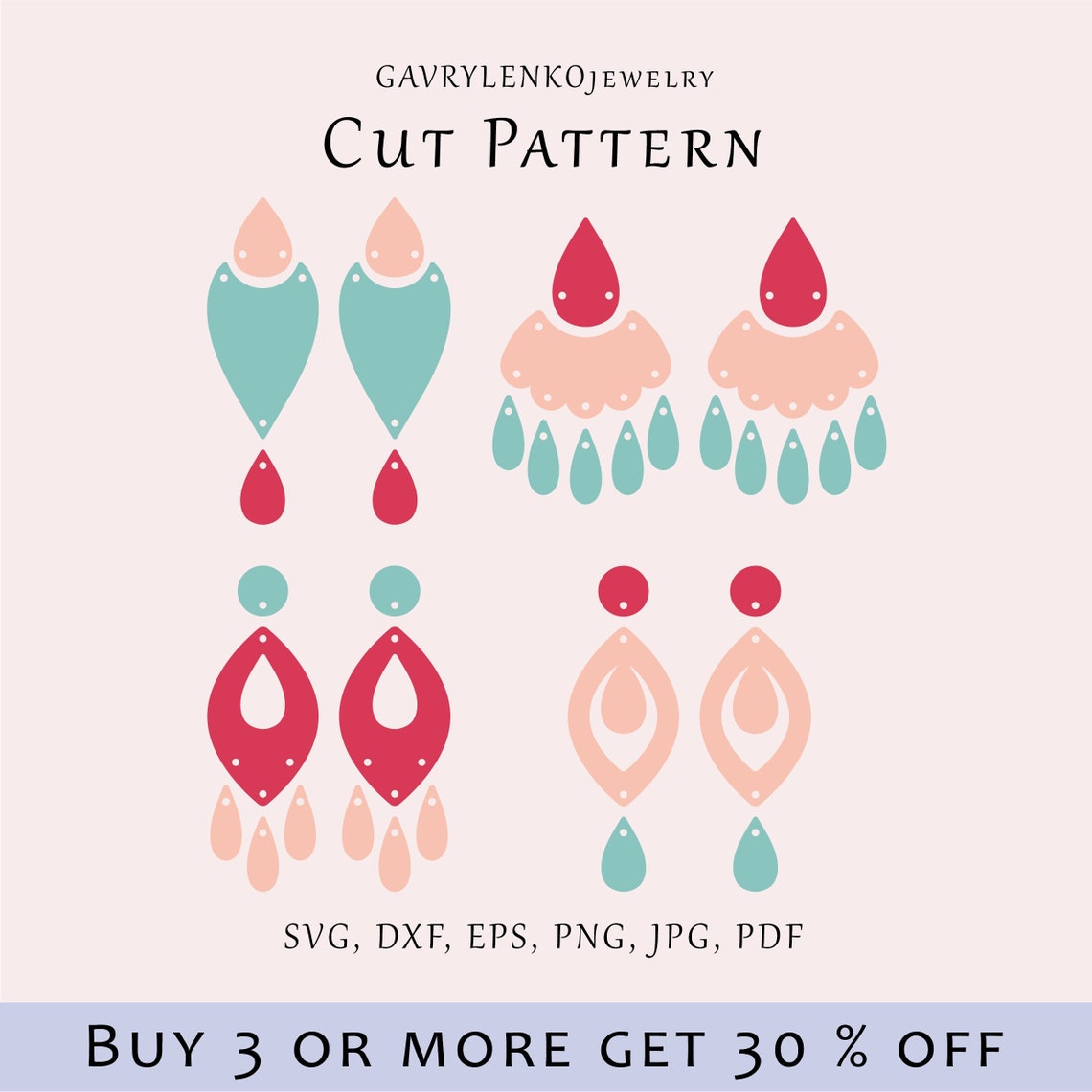 Drop Earrings SVG File, Geometric Digital Template, Teardrop Earrings ...