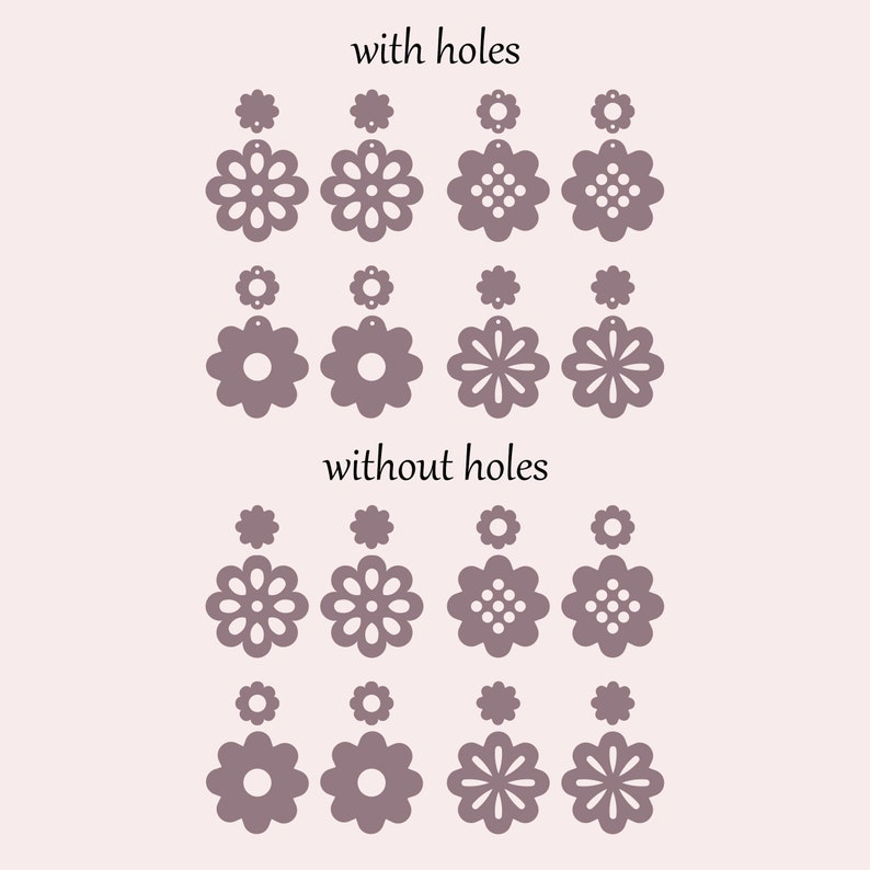Flower Earrings SVG File, Plants Digital Template, Floral Earrings Cut ...