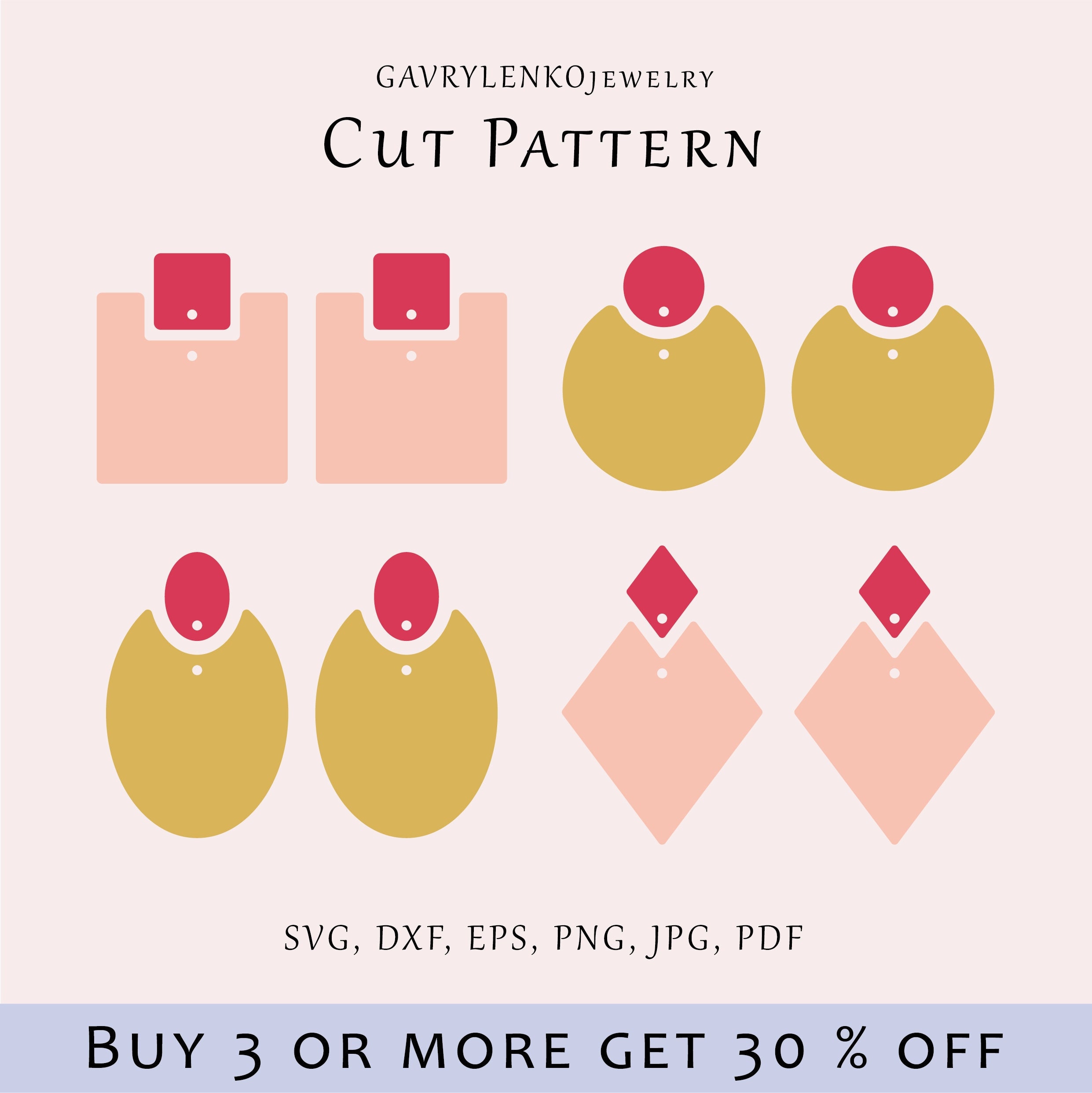 Geometric Earrings SVG File, Square Circle Digital Template, Oval ...