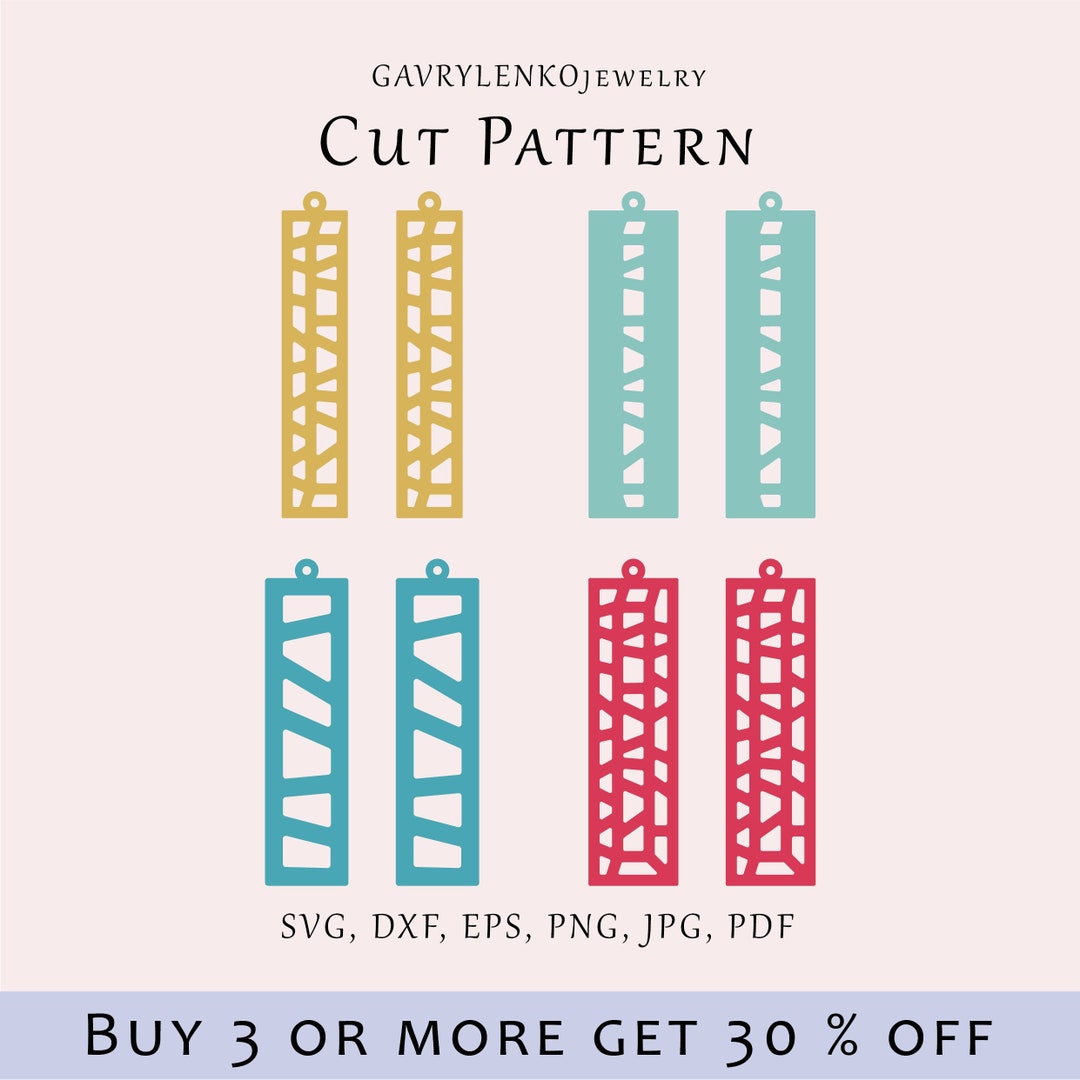 Rectangle Earrings SVG File, Geometric Digital Template, Openwork ...
